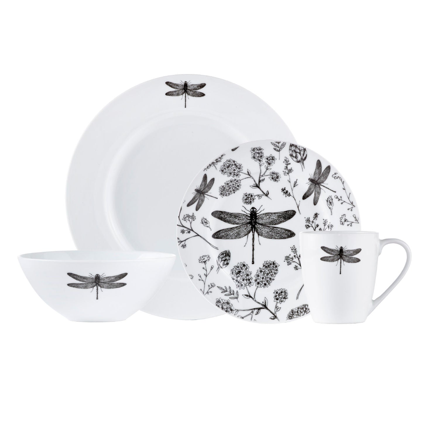 Dinnerware Set 16 Piece Dragonfly, Service for 4 – DecoElegance